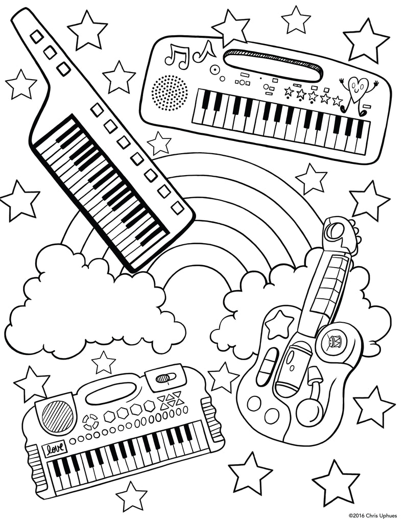 Keytar Coloring Page - Free Downloadable PDF – Beautiful Days